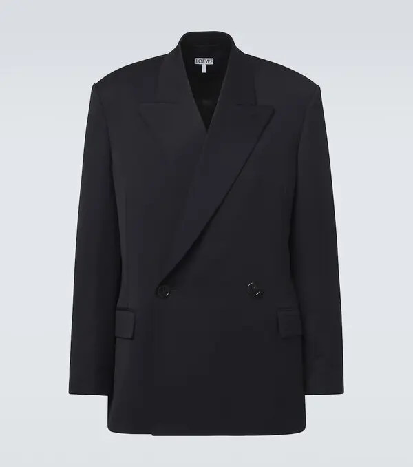Loewe Double-breasted Wool Blazer - Blue