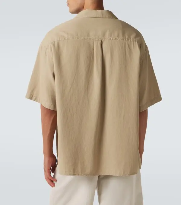 Loewe Logo Embroidered Cotton Shirt - Beige