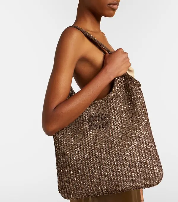 Miu Miu Ivy Sequined Mesh Shopper