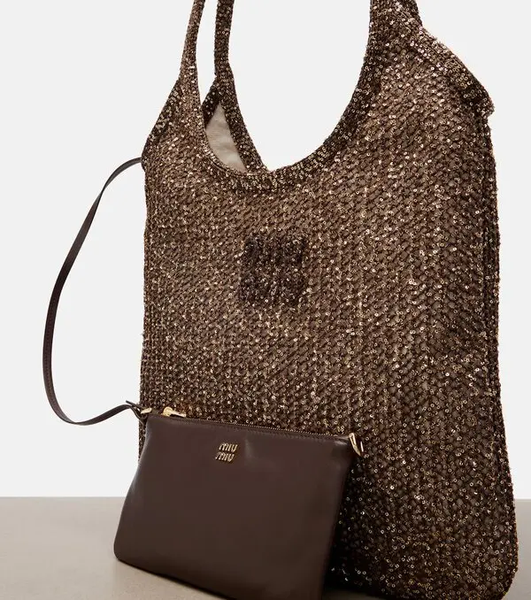 Miu Miu Ivy Sequined Mesh Shopper
