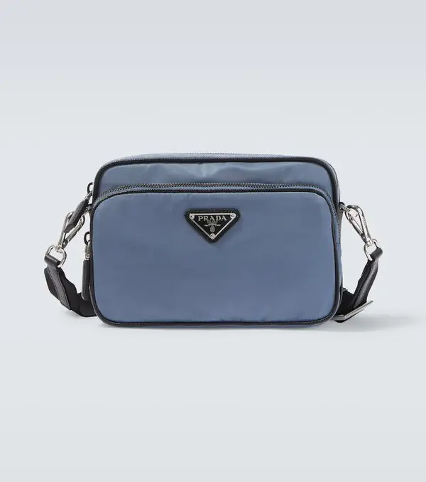 Prada Re-nylon Shoulder Bag With Leather Trim - Blue