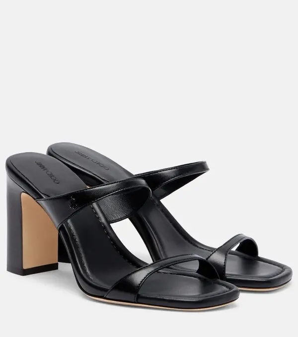 JIMMY CHOO Lucian Leather Mules - Black