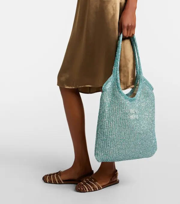 Miu Miu Ivy Sequined Mesh Tote Bag