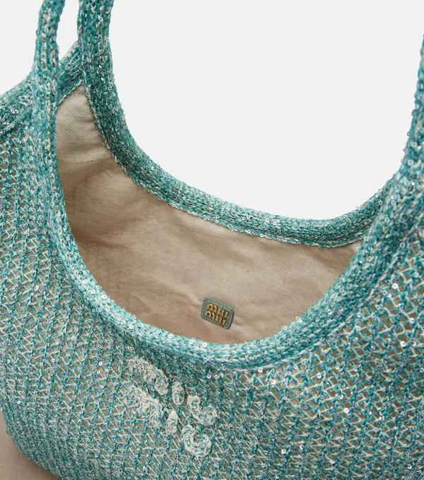 Miu Miu Ivy Sequined Mesh Tote Bag