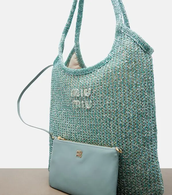 Miu Miu Ivy Sequined Mesh Tote Bag