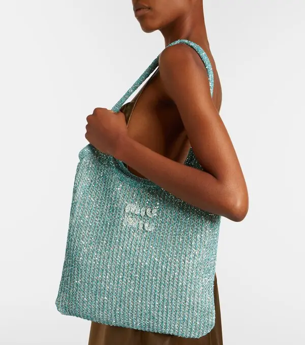 Miu Miu Ivy Sequined Mesh Tote Bag