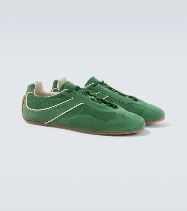 TOM FORD Aston Suede Lace-up Sneakers - Green
