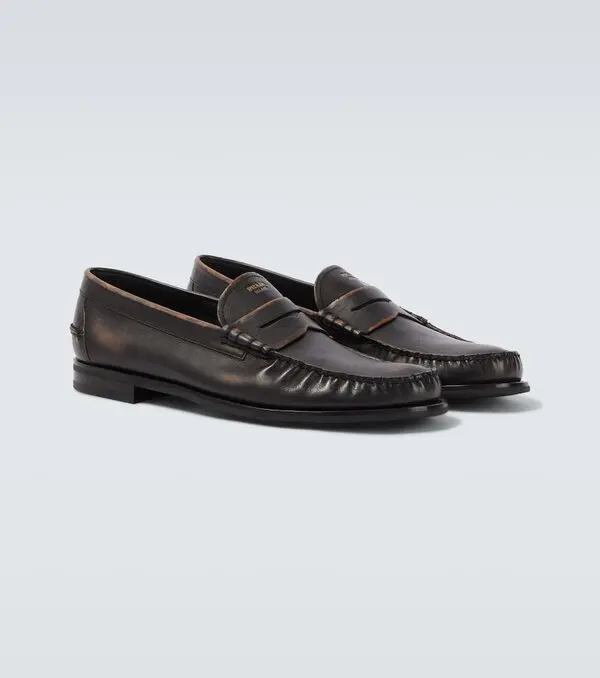 Prada Leather Penny Loafers