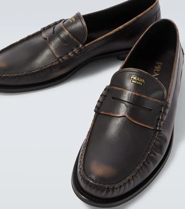 Prada Leather Penny Loafers