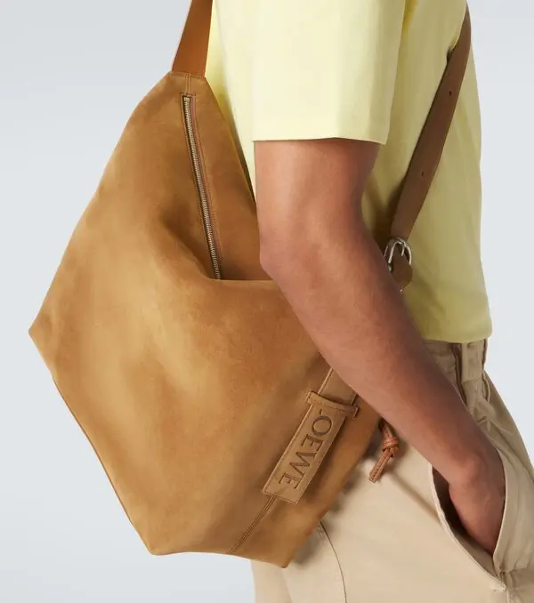 Loewe Loop Large Suede Shoulder Bag - Brown
