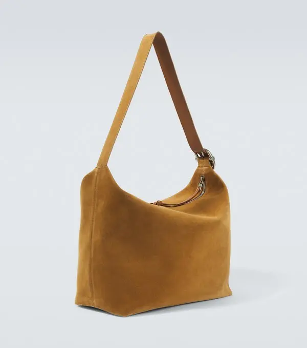Loewe Loop Large Suede Shoulder Bag - Brown
