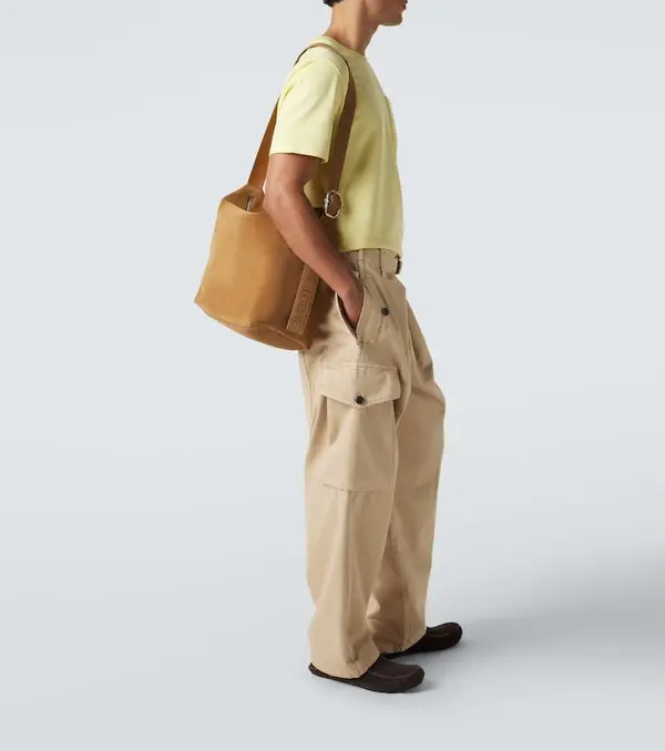 Loewe Loop Large Suede Shoulder Bag - Brown