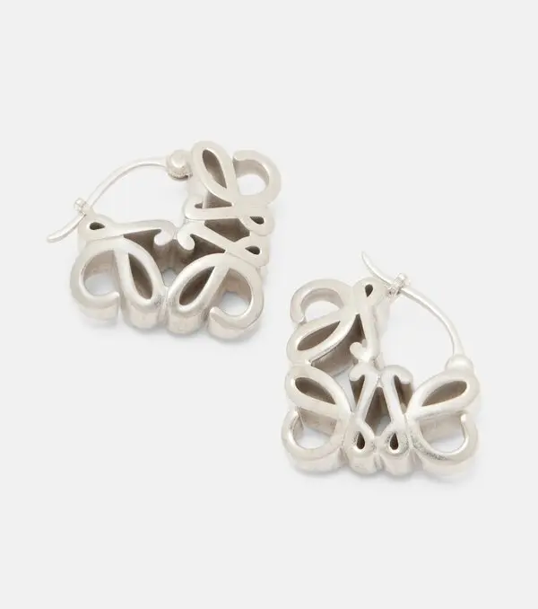 Loewe Anagram Hoop Earrings - Silver