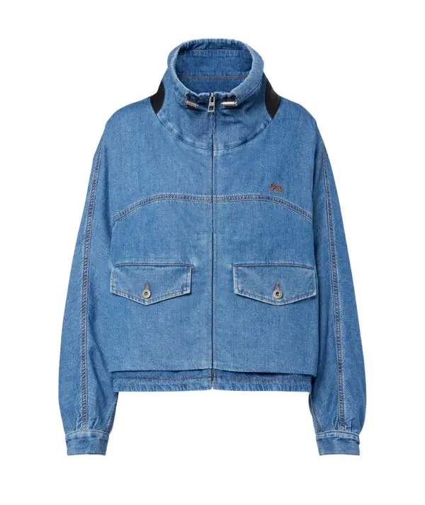 Loewe Leather-trimmed Denim Jacket - Blue
