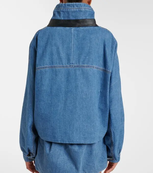 Loewe Leather-trimmed Denim Jacket - Blue