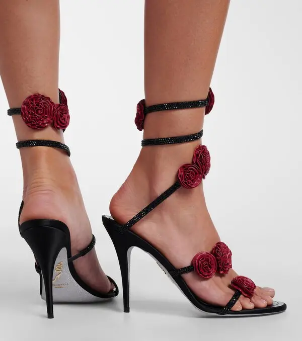 Rene Caovilla Cleo Floral-appliqué Sandals