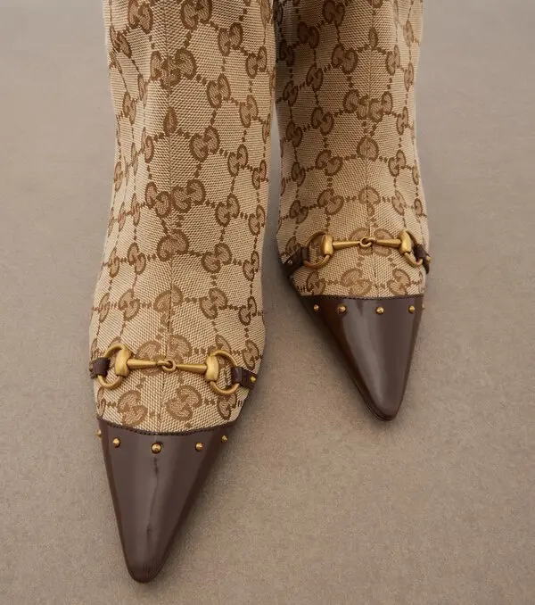 Gucci Savoy Gg Canvas Knee-high Boots - Beige