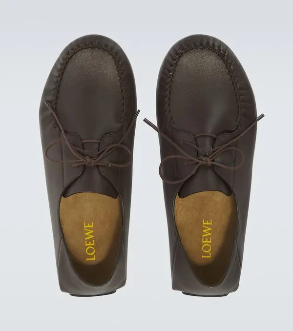 Loewe Rambla Leather Boat Shoes