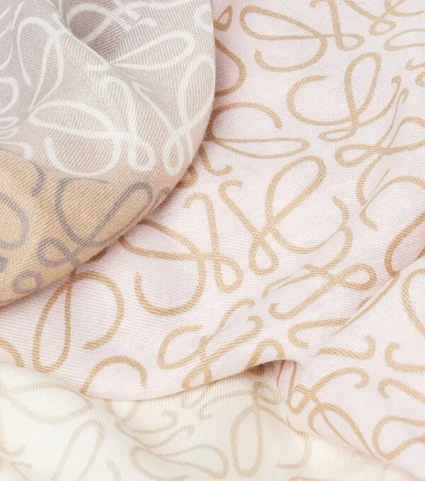 Loewe Anagram Wool, Silk And Cashmere Scarf - Beige