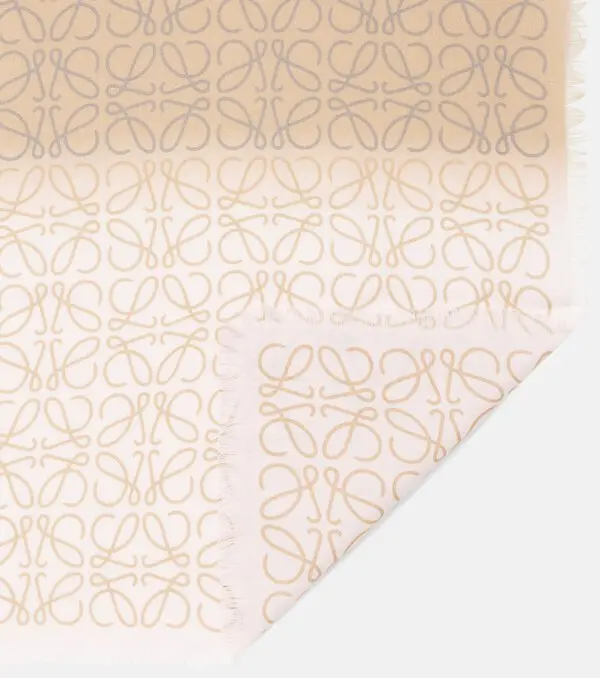 Loewe Anagram Wool, Silk And Cashmere Scarf - Beige