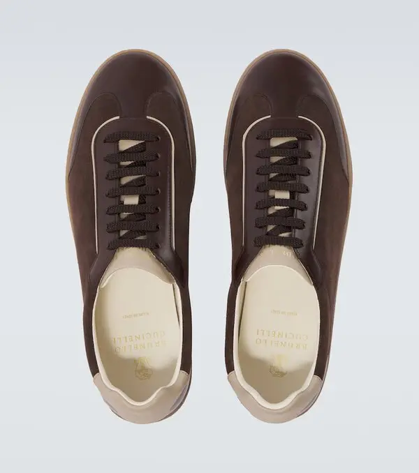 Brunello Cucinelli Leather-trimmed Suede Sneakers