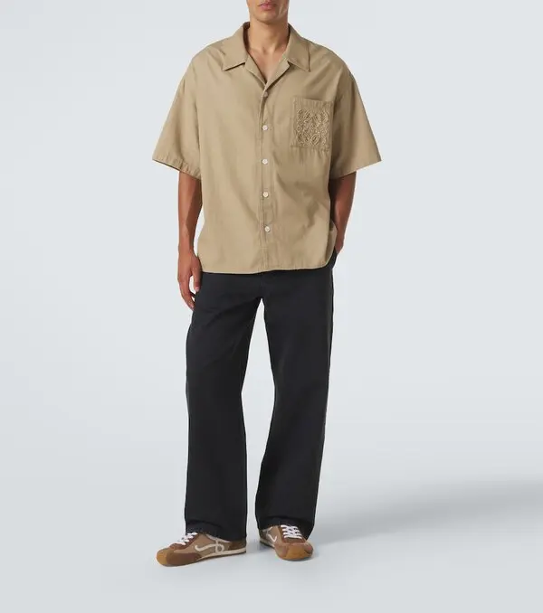 Loewe Wide-leg Jeans With Leather Trim