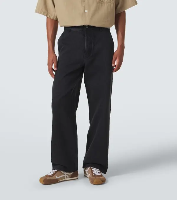 Loewe Wide-leg Jeans With Leather Trim