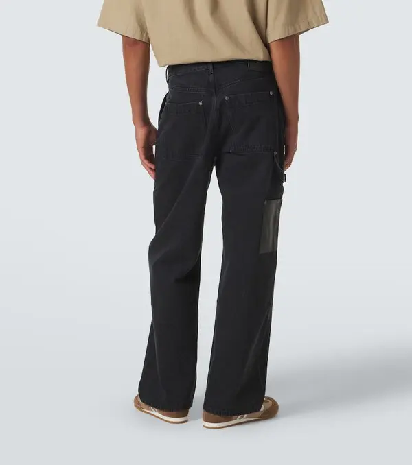 Loewe Wide-leg Jeans With Leather Trim