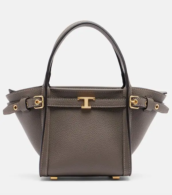 TOD'S Tim Small Leather Top-handle Bag - Grey