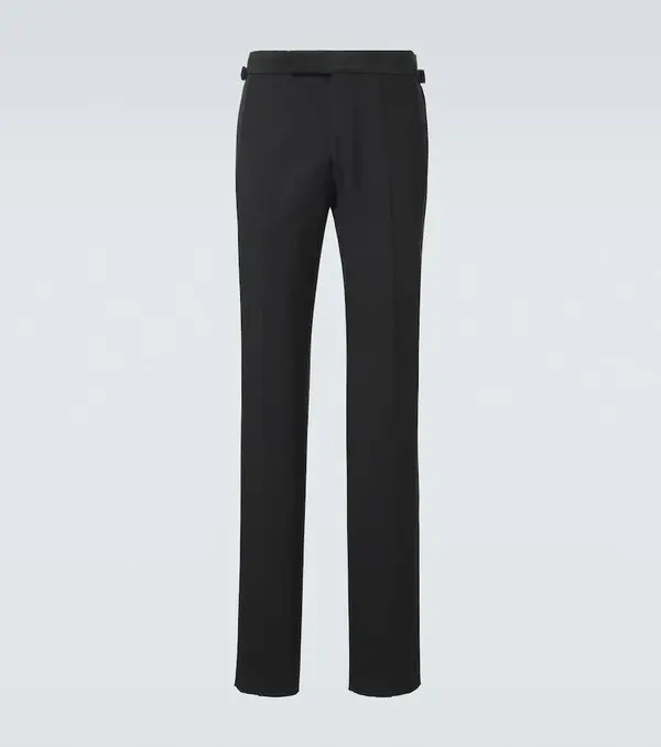 TOM FORD Wool Straight Leg Trousers - Black