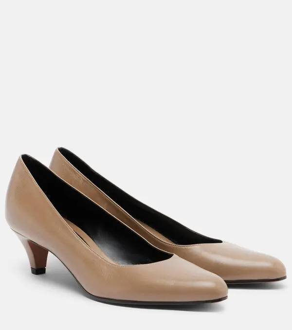 THE ROW Ornella Leather Almond Toe Pumps