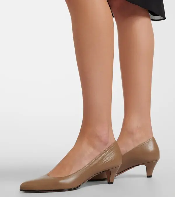 THE ROW Ornella Leather Almond Toe Pumps