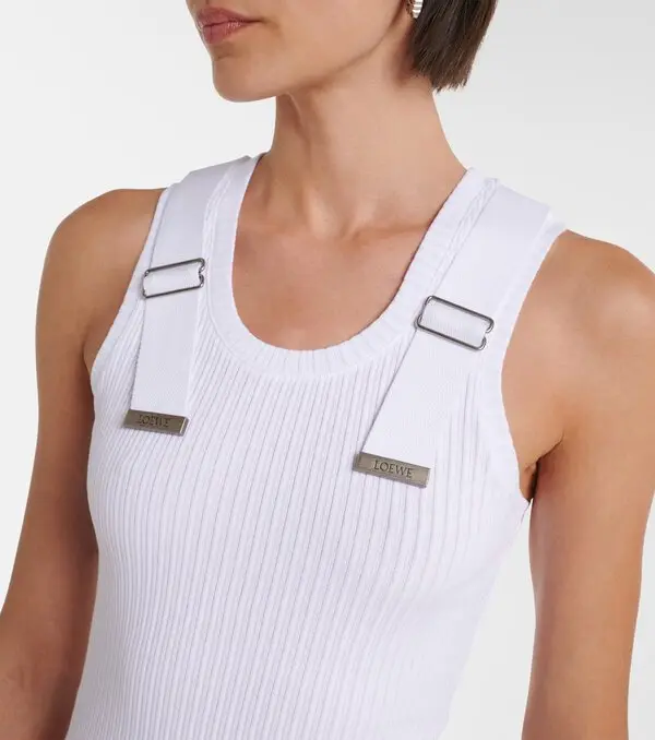 Loewe Ribbed-knit Cotton-blend Tank Top - White