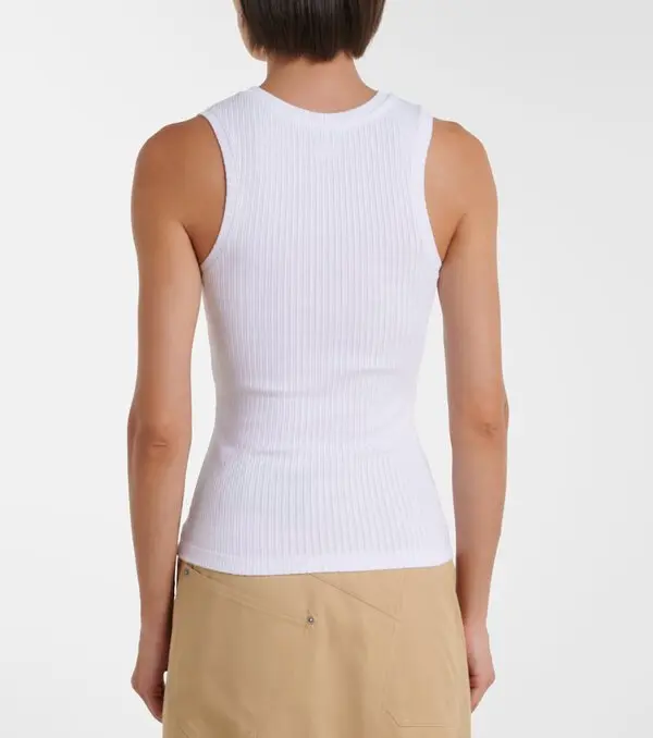Loewe Ribbed-knit Cotton-blend Tank Top - White