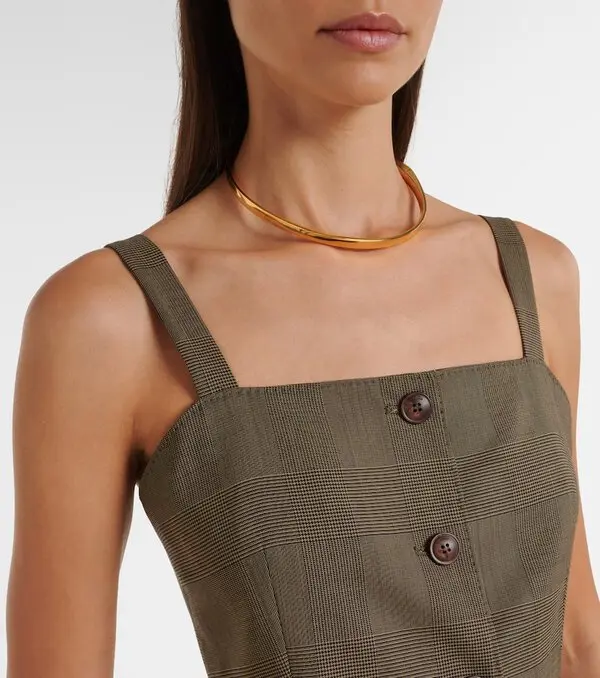 Max Mara Plaid Virgin Wool Top - Green