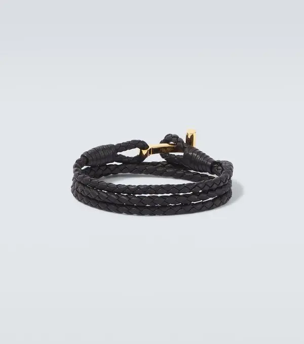 TOM FORD T Braided Leather Bracelet