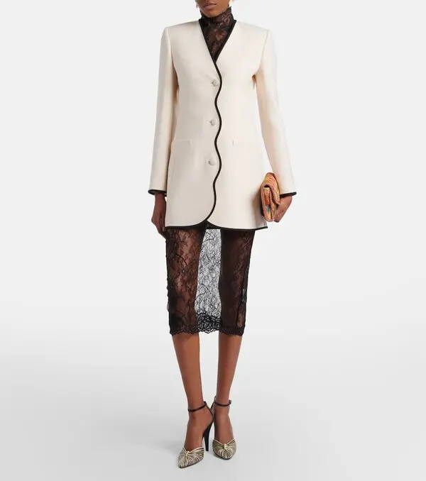 Valentino Garavani Floral Sheer Lace Midi Skirt