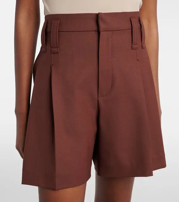 Brunello Cucinelli Monili Pleated Wool-blend Shorts