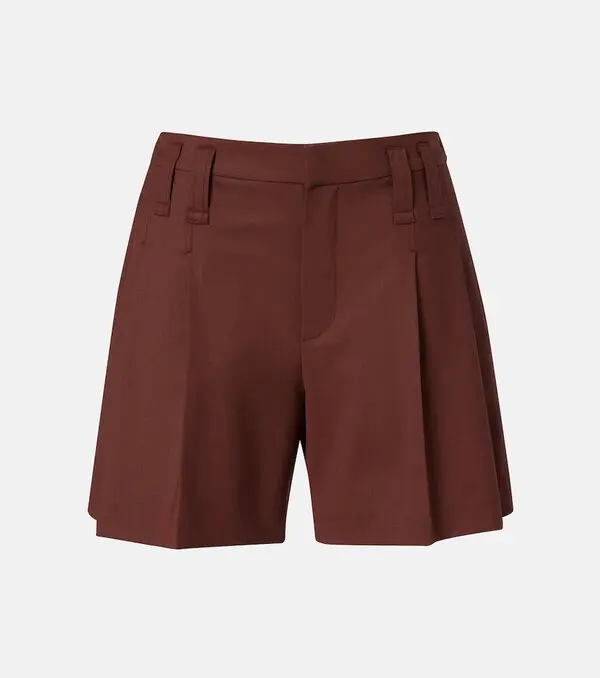 Brunello Cucinelli Monili Pleated Wool-blend Shorts - Brown