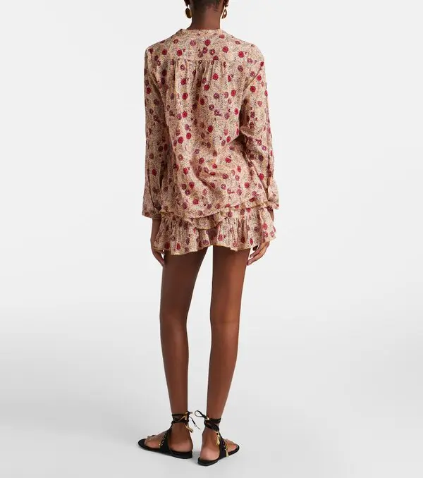 MARANT ETOILE Jocadia Floral Ruffled Cotton Shorts