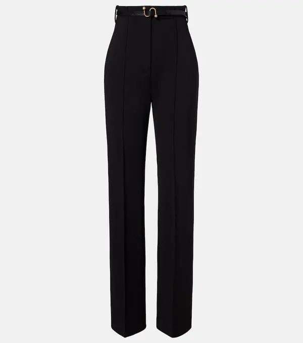 Sportmax Belted Crêpe Straight Pants - Black