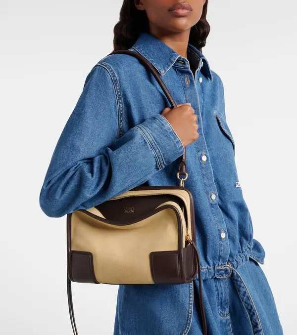 Loewe Amazona 180 Small Suede Top Handle Bag - Beige