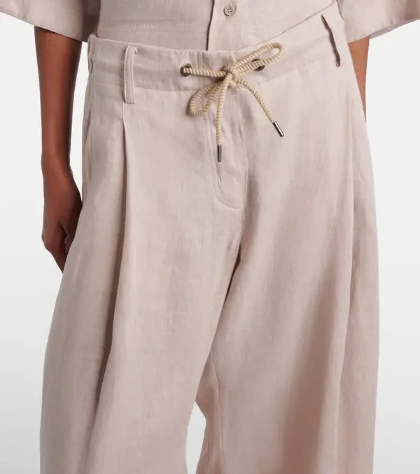 Brunello Cucinelli Linen Wide-leg Pants