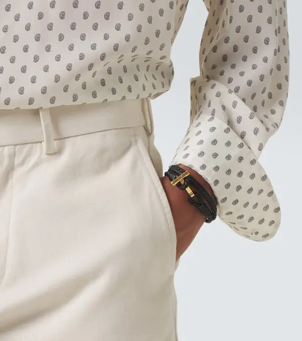 TOM FORD Braided Leather T Bracelet