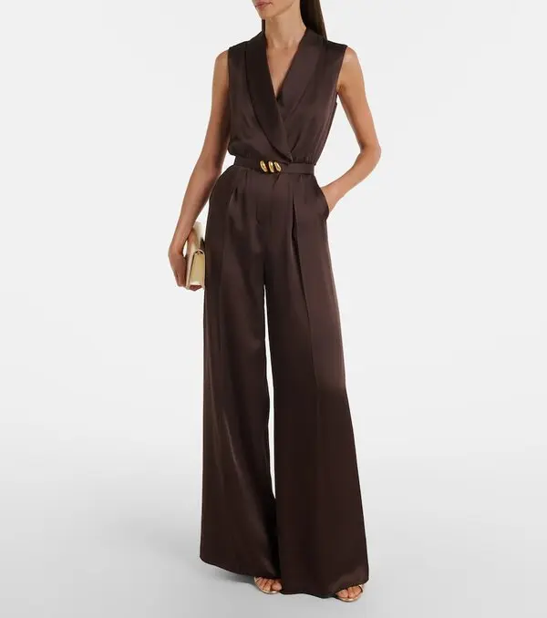 Max Mara Belted Satin Jumpsuit