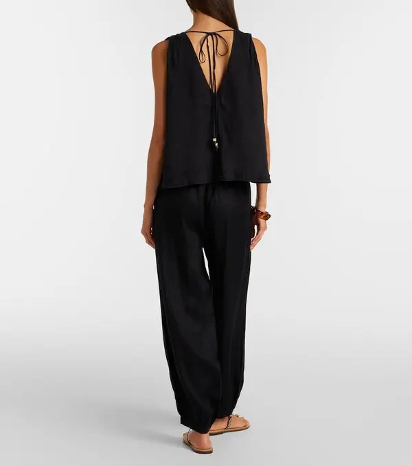 Velvet By Graham & Spencer Camber Linen Balloon Pants - Black