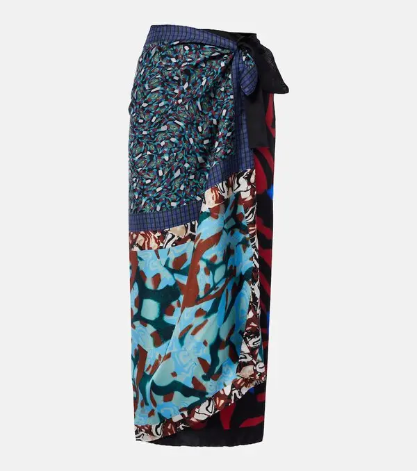 Dries Van Noten Printed Silk Wrap Skirt - Multicoloured
