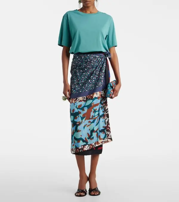 Dries Van Noten Printed Silk Wrap Skirt - Multicoloured