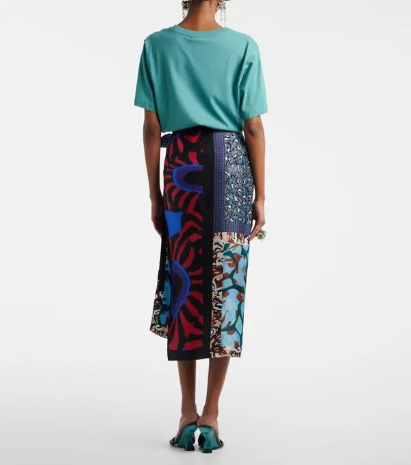 Dries Van Noten Printed Silk Wrap Skirt - Multicoloured
