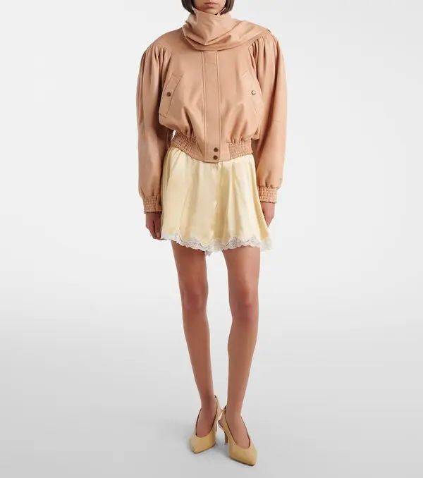 Chloé Cropped Leather Jacket With Scarf Detail